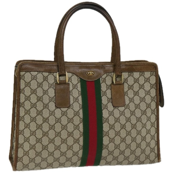 Gucci | Bags | Gucci Gg Supreme Web Sherry Line Hand Bag Beige Red 02 ...